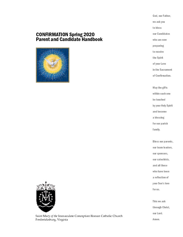 2020 Confirmation Handbook (ENGLISH) – Saint Mary of the Immaculate ...