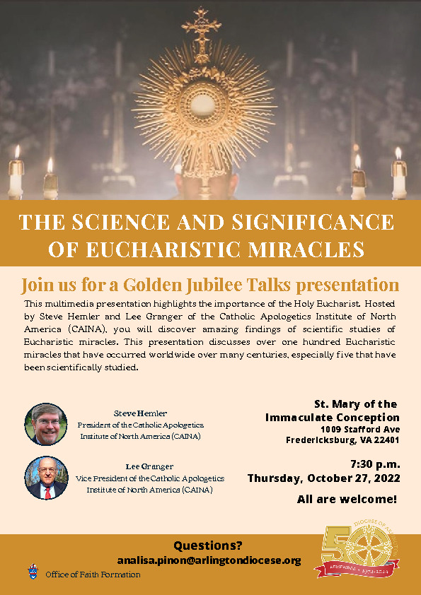 The Science and Significance of Eucharistic Miracles Talk Thursday Oct ...