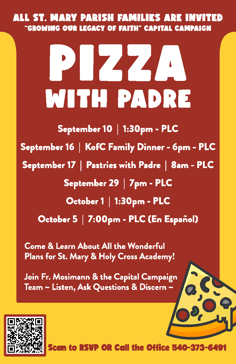 Pizza with Padre! – Saint Mary of the Immaculate Conception Roman ...