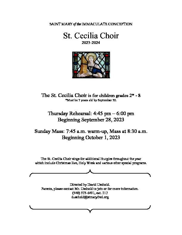 St Cecilia Choir – Saint Mary of the Immaculate Conception Roman ...