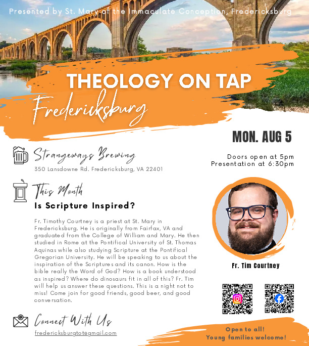 Theology on Tap with Fr. Tim! – Saint Mary of the Immaculate Conception ...